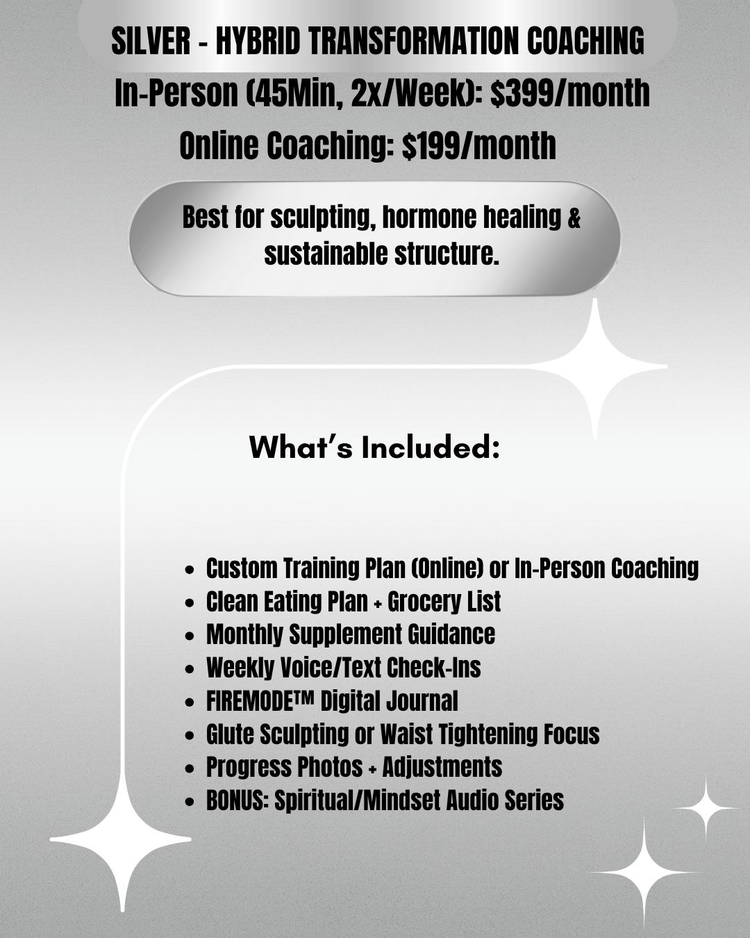 SILVER – IN PERSON TRANSFORMATION COACHING - 24fitpeach